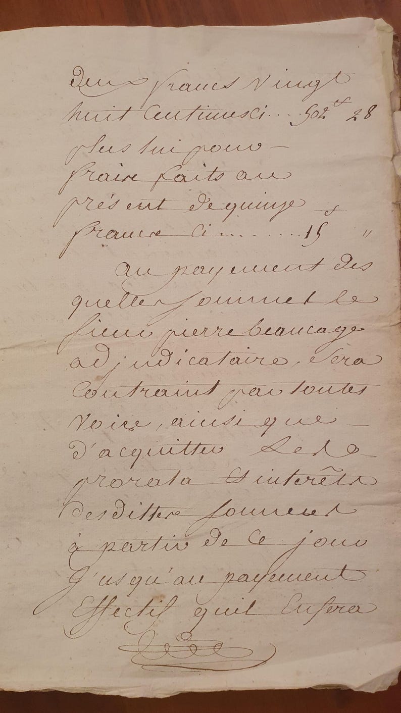 Antique French Notarial Document Handwritten in 1804, on Handmade ...