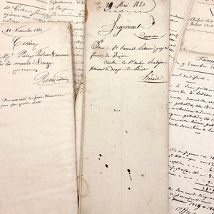 Antique Notarial Manuscript Act. French Hand Written Document Set. Old ...