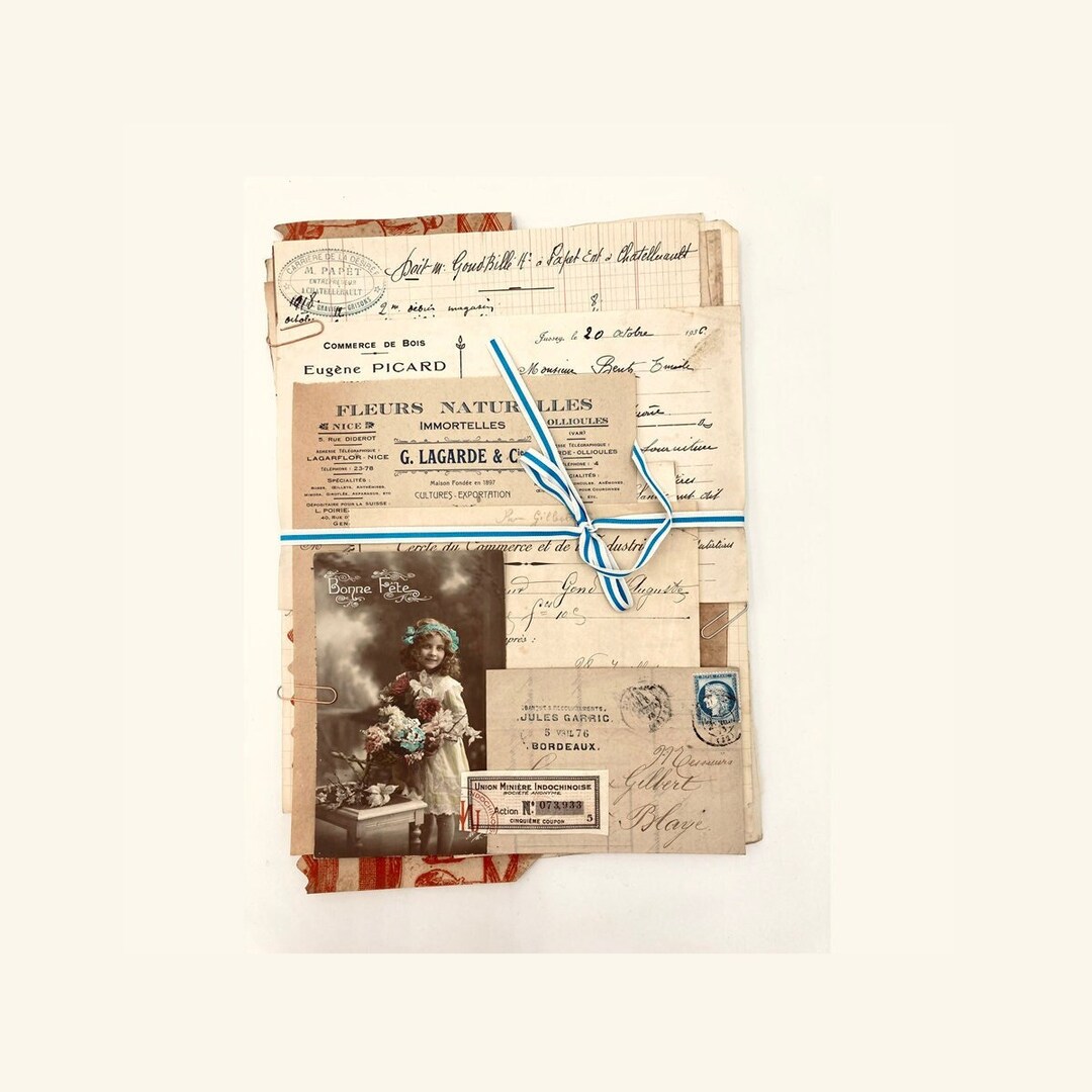 Vintage French Ephemera Paper Pack – Antique Mixed Papers for Junk ...