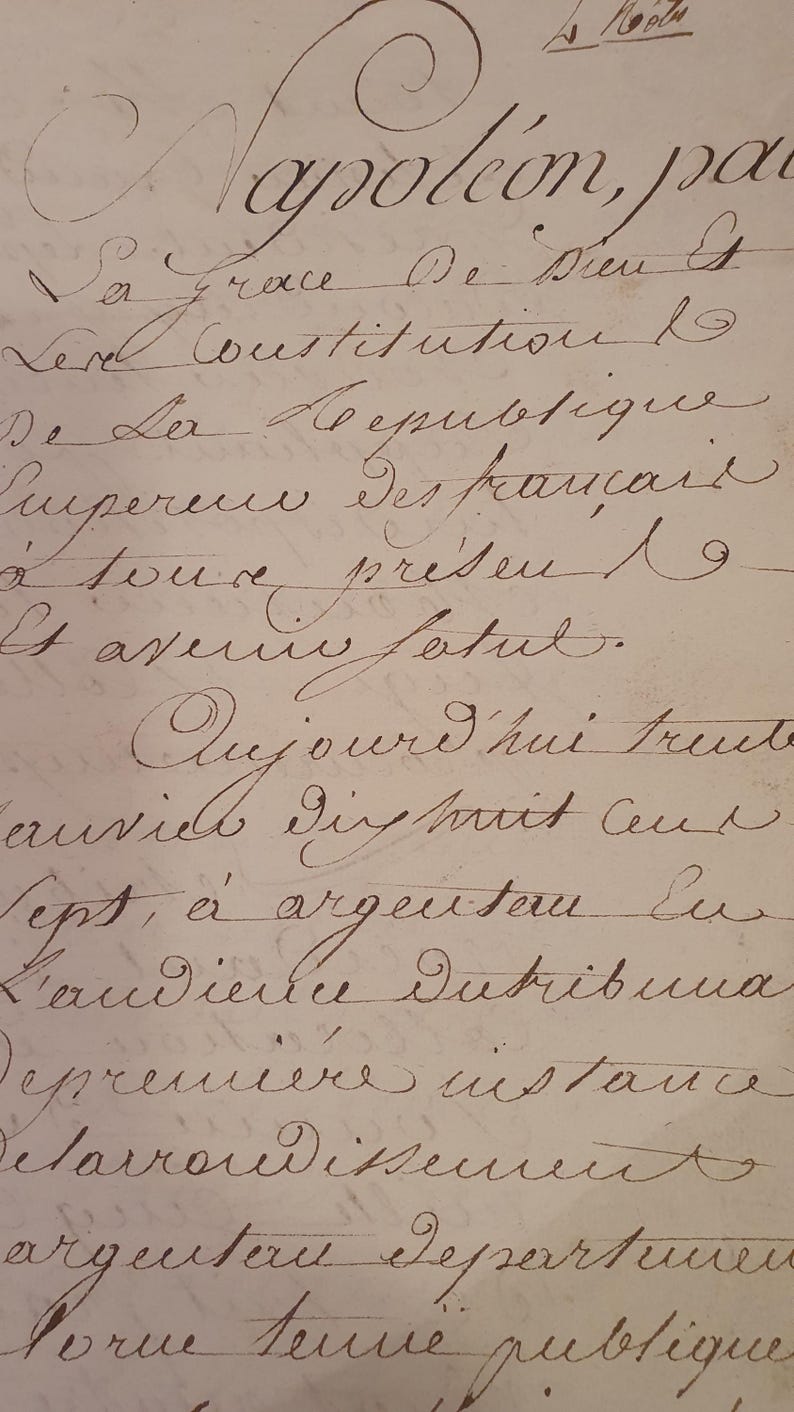 Antique French Notarial Document Handwritten in 1804, on Handmade ...