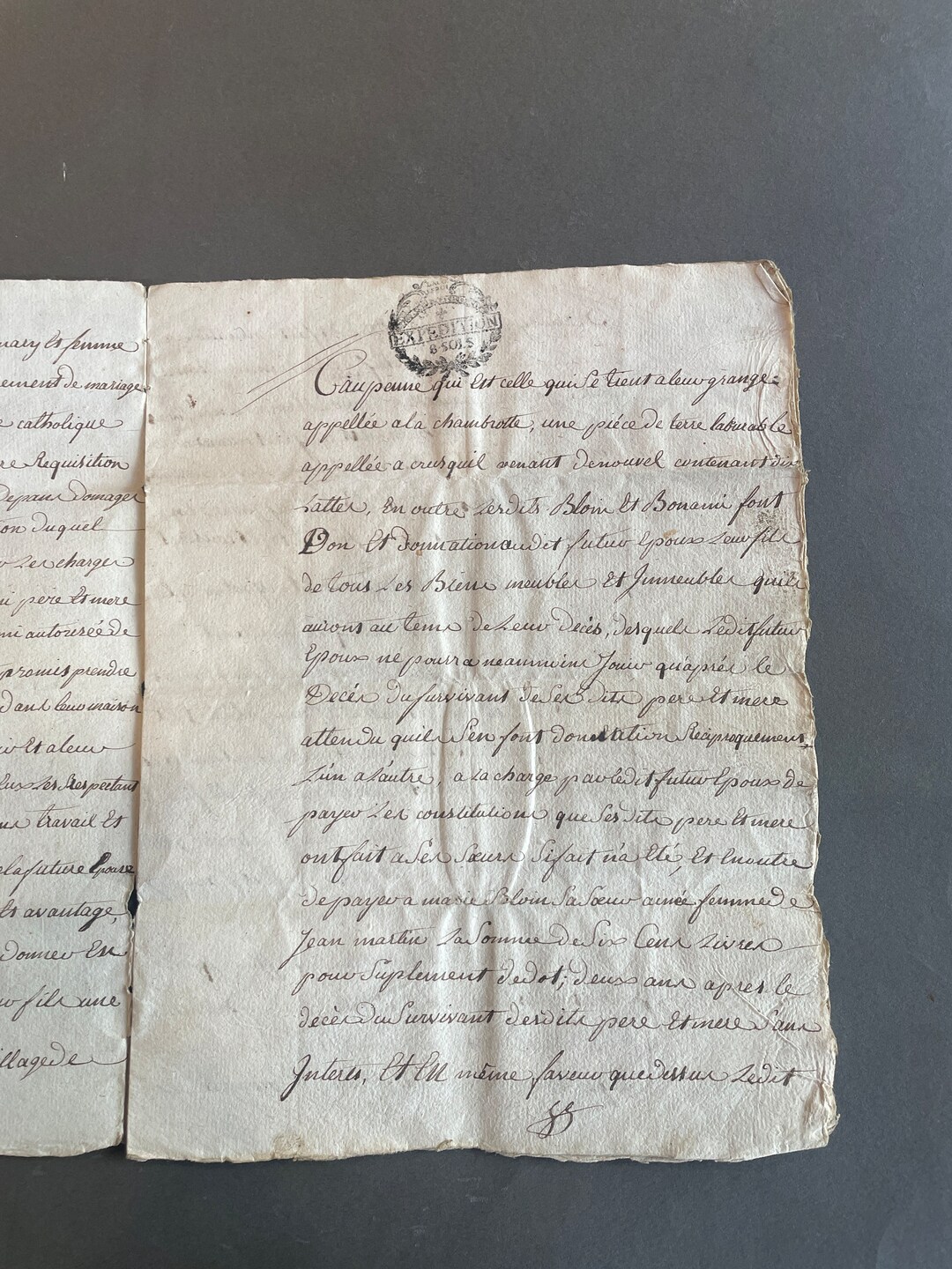 Antique French Handwritten Wedding Document From 1792. Late 18th ...