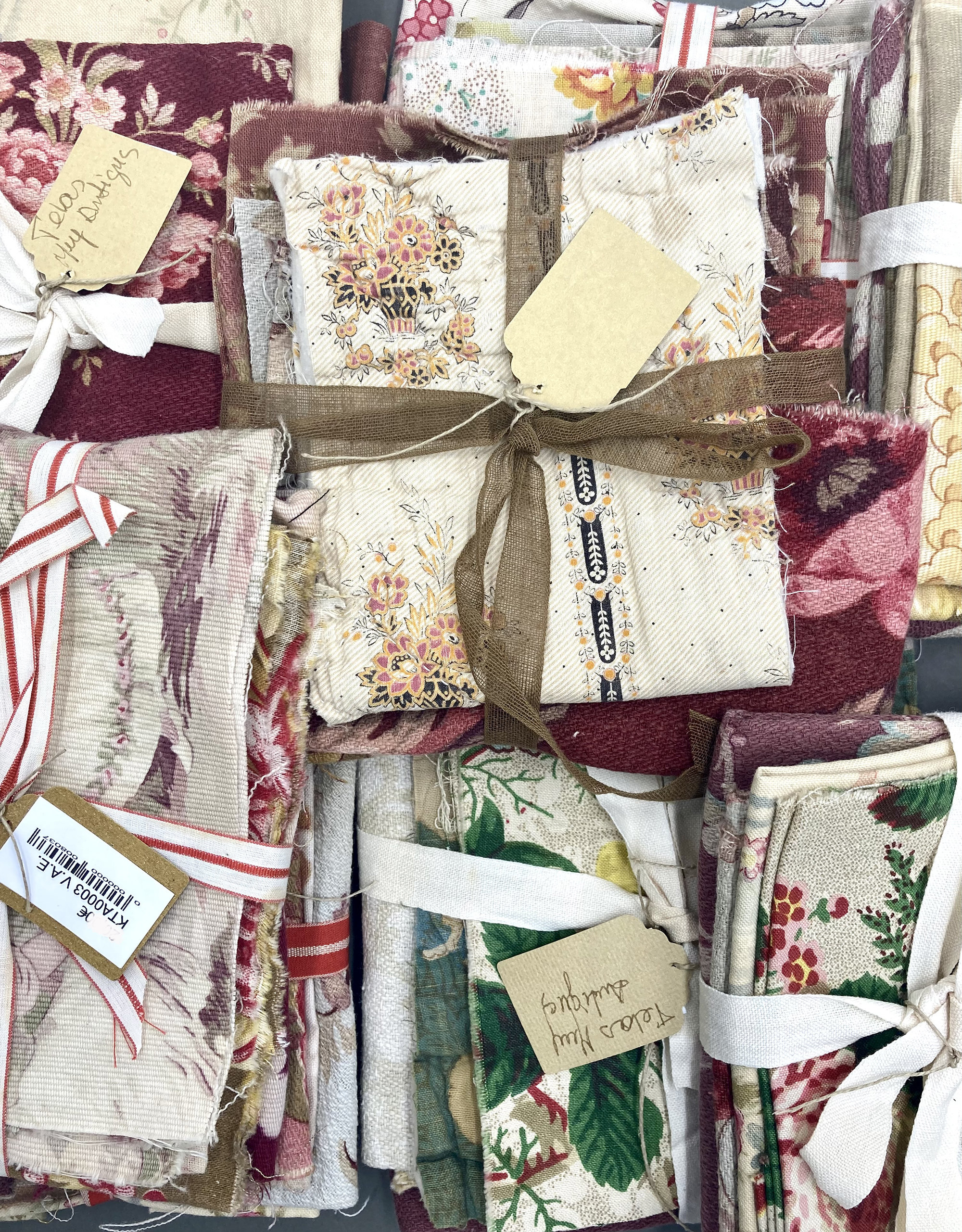 Vintage french cotton fabric pieces for crafting: reclaimed 19th ...