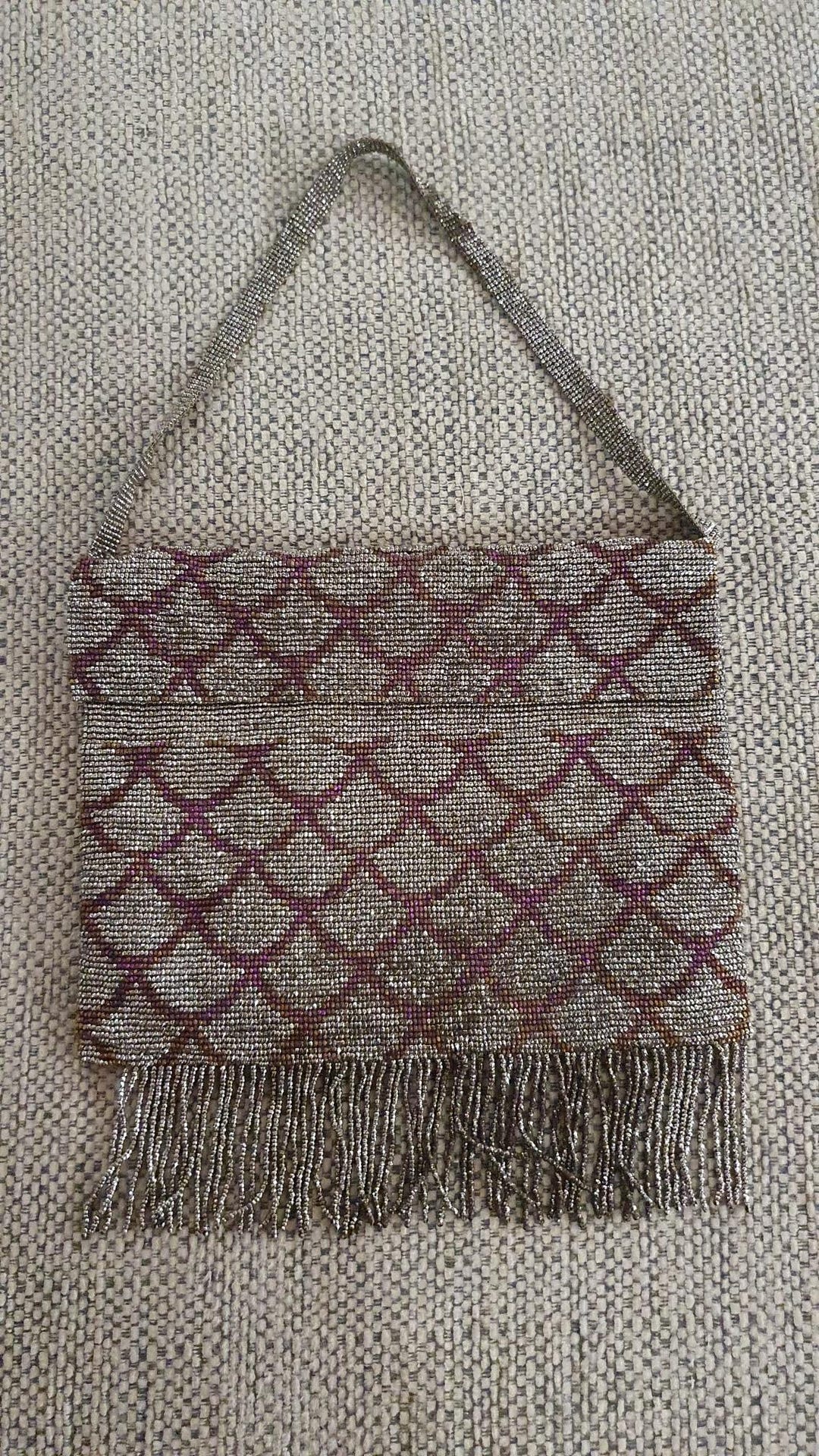 Bolso Francés Art Decó, Realizado Con Cuentas De Vidrio De Colores ...
