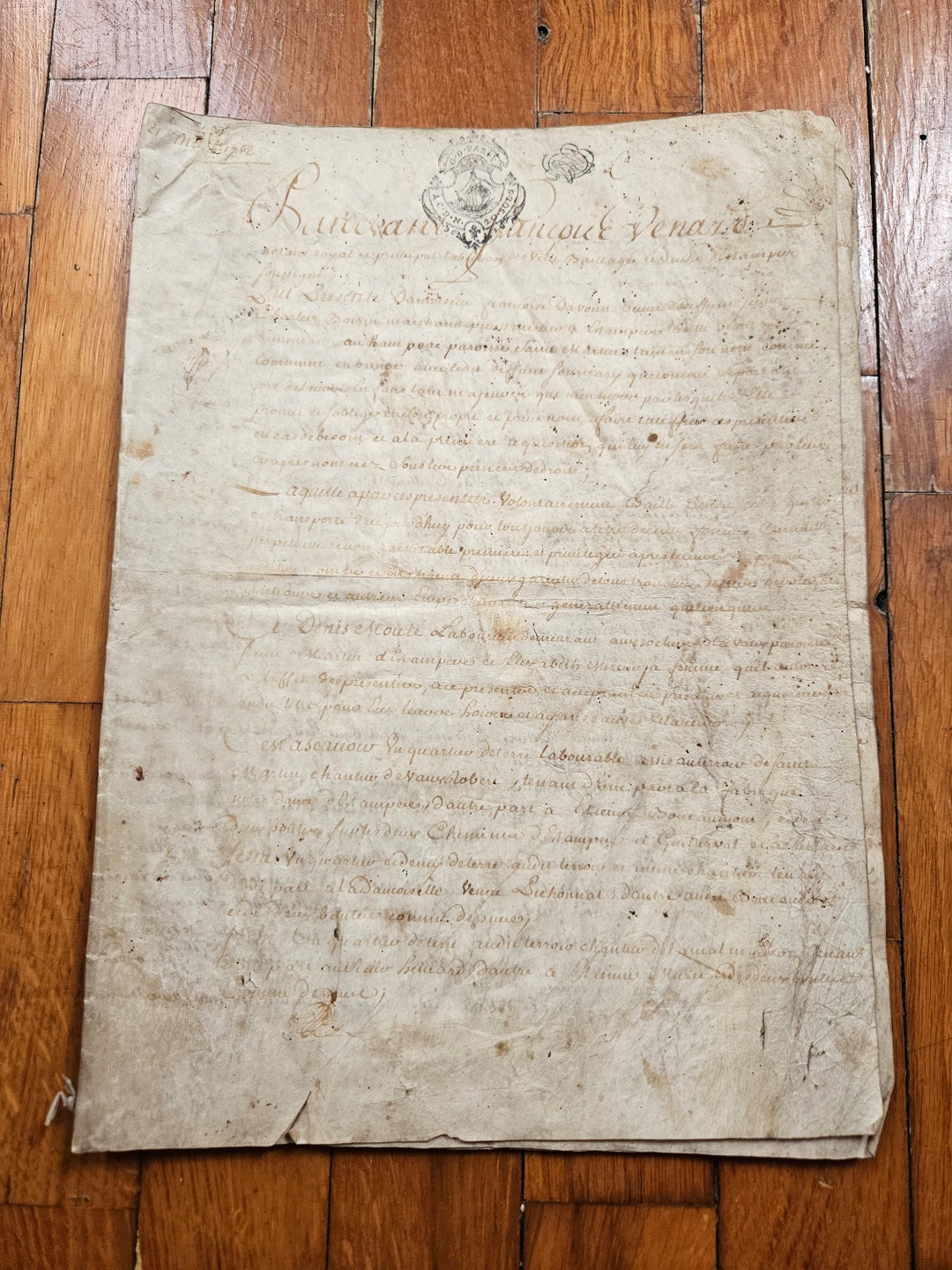 Vintage French Hand Written Document on Parchment. 4 Pages From 1762 ...