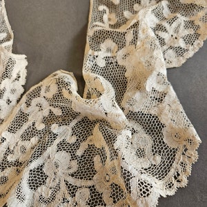 Vintage Belgian Lace Piece. Delicate Mesh With Floral Embroidery. Late ...