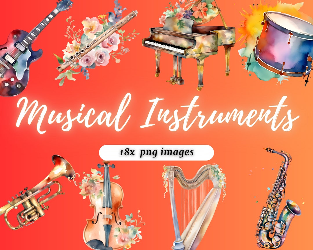 Watercolor Musical Instruments | PNG | Cliparts | Digital Images ...