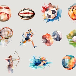 Watercolor Sports | PNG | Cliparts | Digital Images Downloads for Card ...
