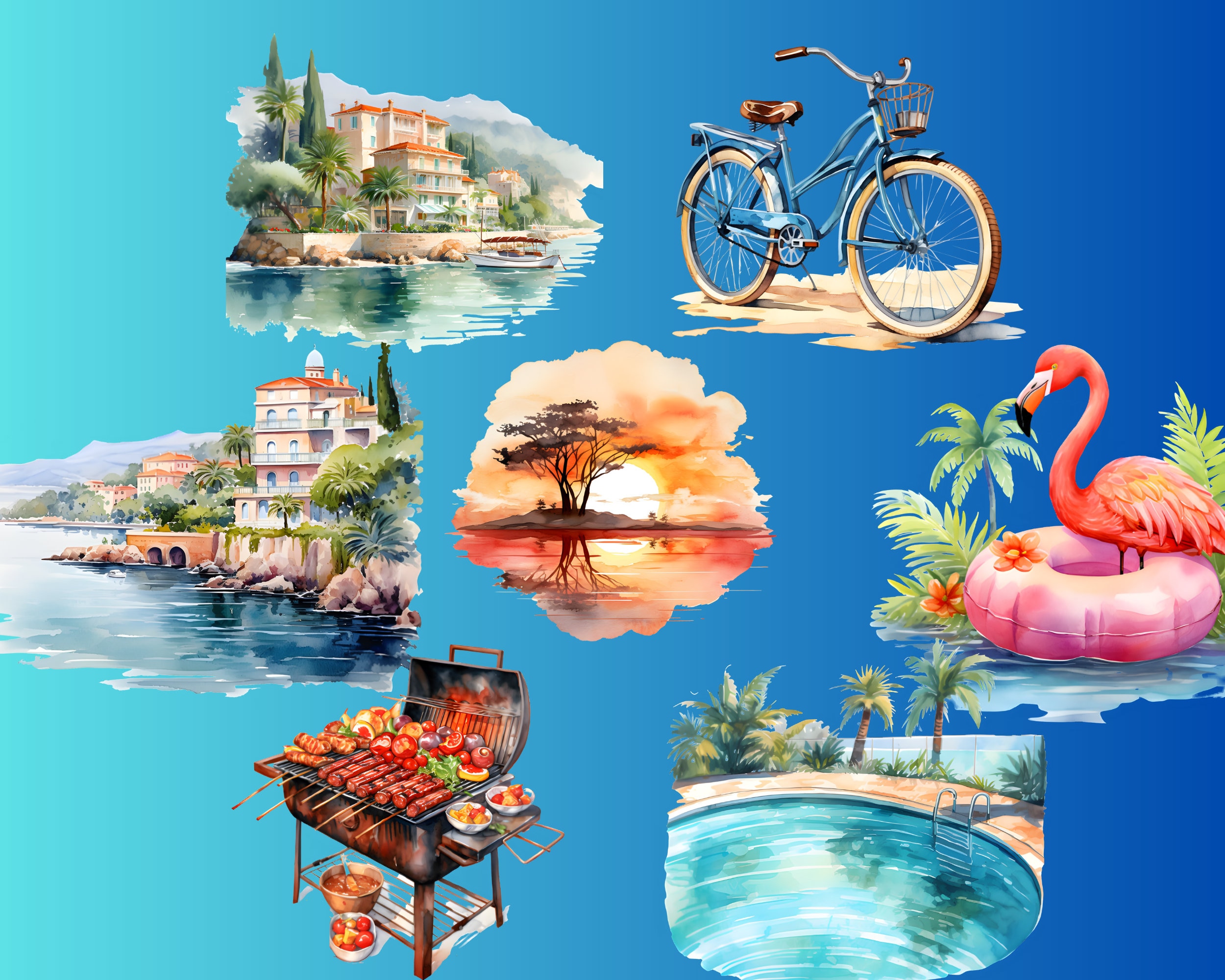Watercolor Summer | PNG | Cliparts | Digital Images for Download ...