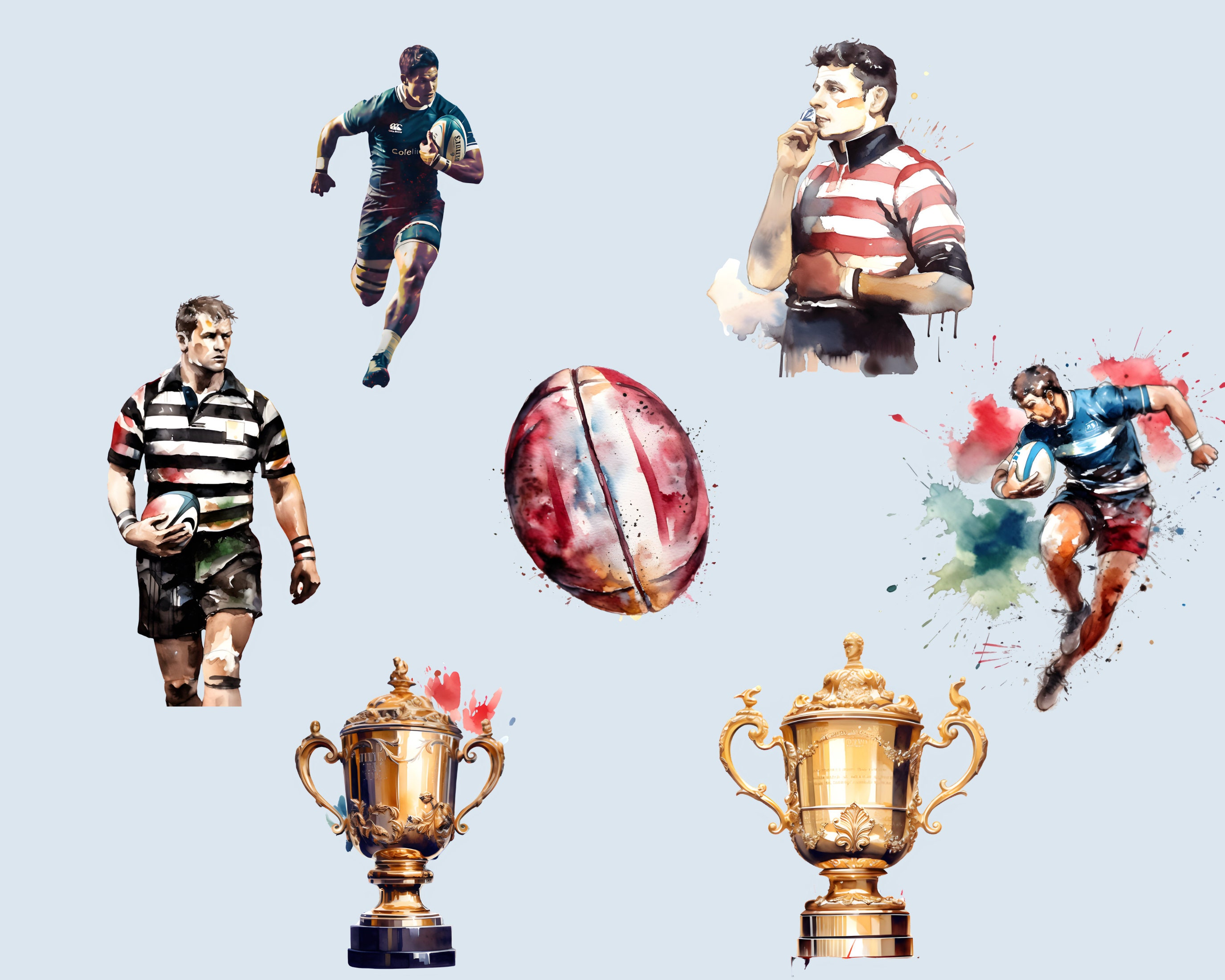Watercolor Rugby Cliparts | PNG | Cliparts | Digital Images Downloads ...