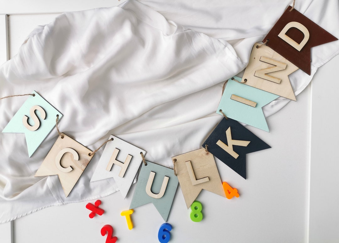School Child Garland Wood Colorful Color Garland School School Child ...