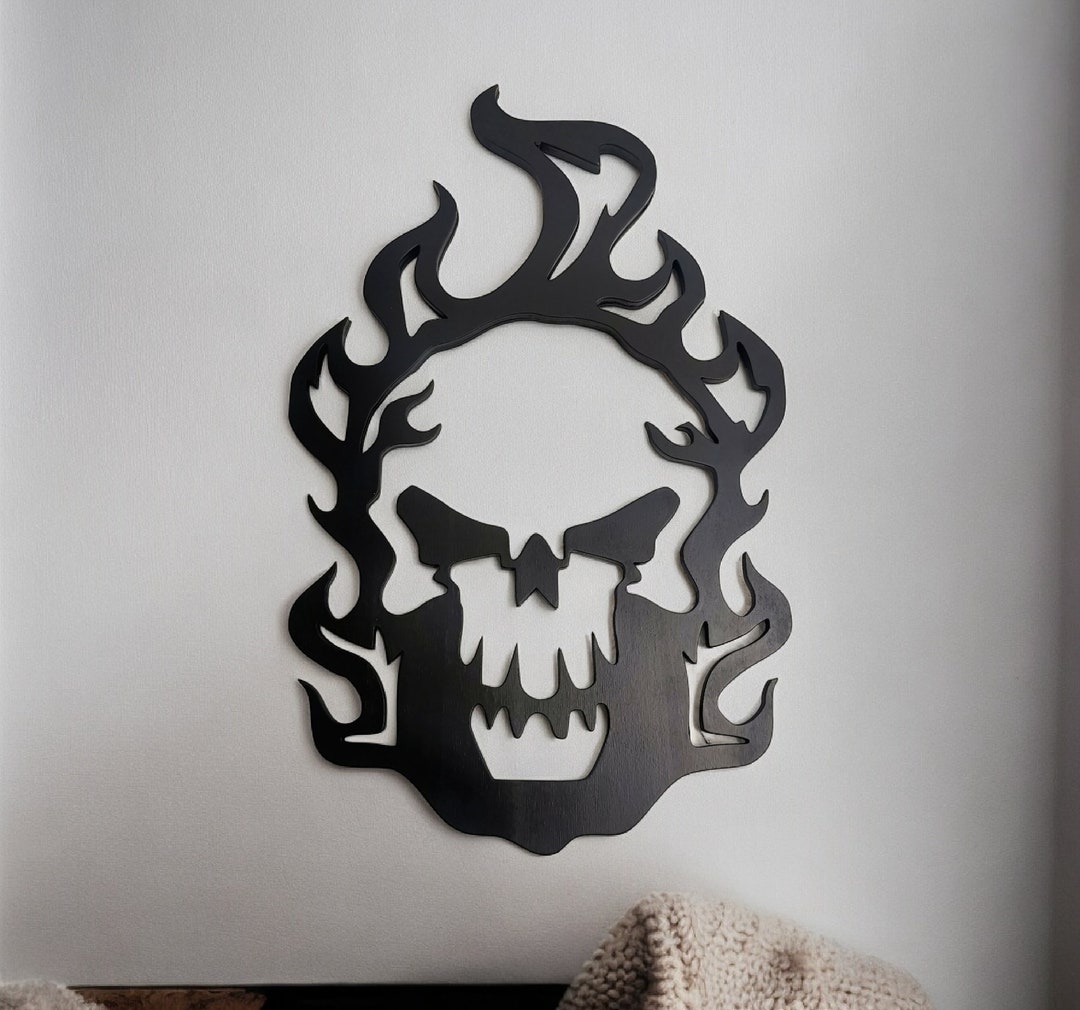 Skull Wooden Wall Decoration Mural Skull Living Room Bedroom Hallway ...