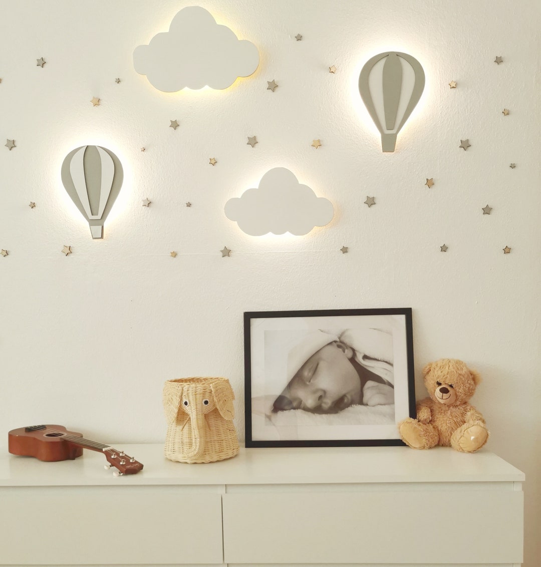 Hot Air Balloon Lamp and Cloud Lamp, Baby Room Lamp, Children's Room ...