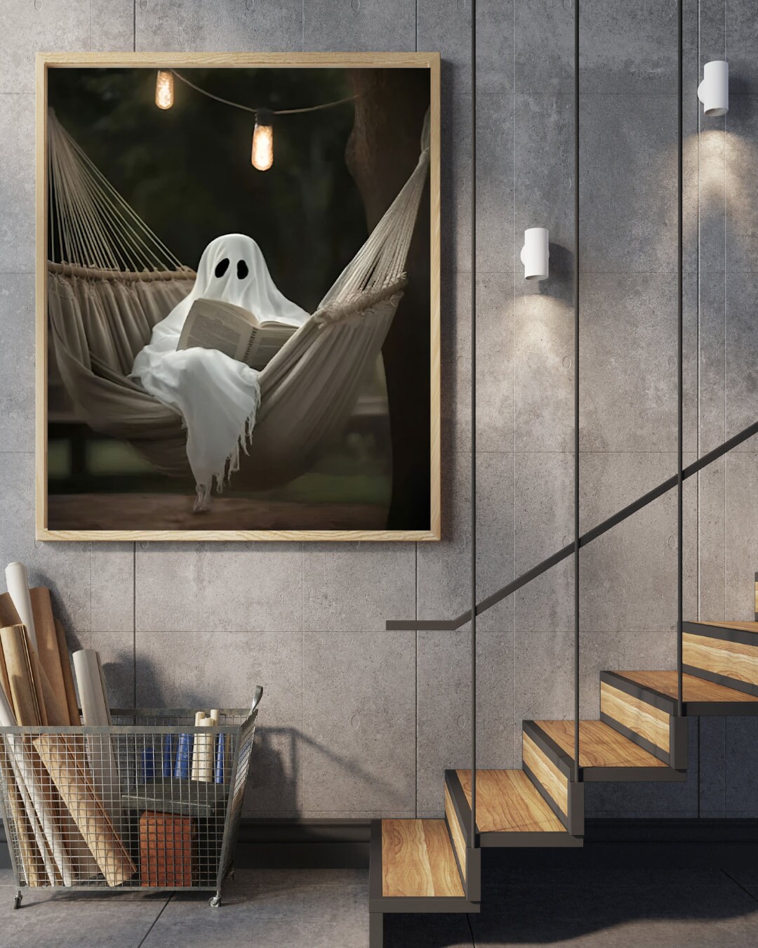Ghost Reading A Book Poster Digital Download, Cute Little Ghost Face ...
