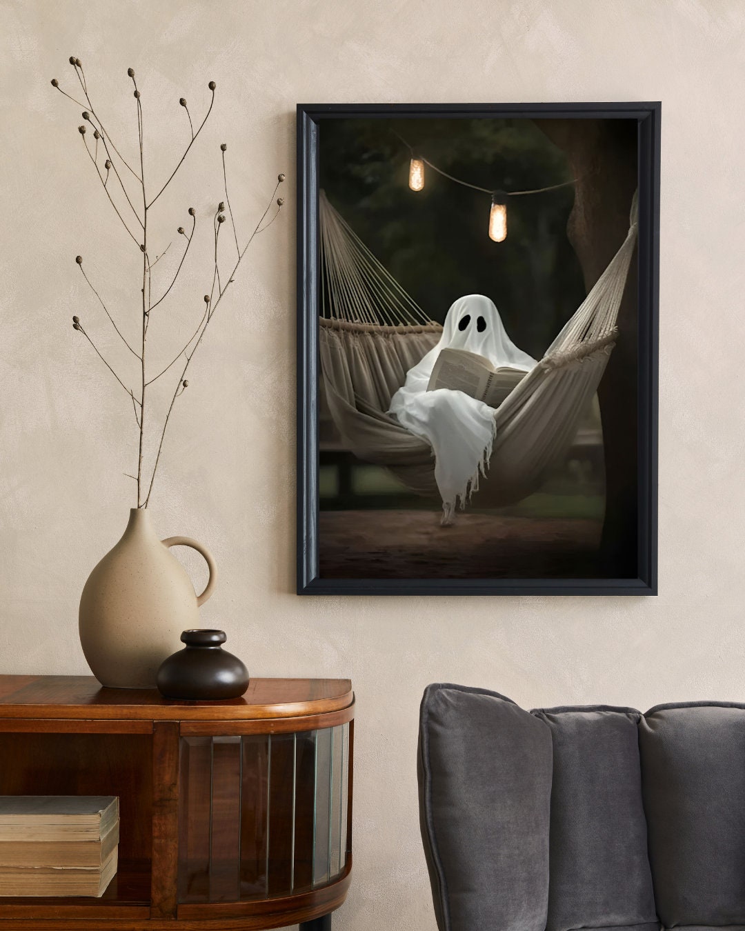 Ghost Reading A Book Poster Digital Download, Cute Little Ghost Face ...