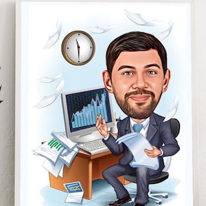CFO Gift for Men, Male CFO Caricature From Photo, Custom CFO Art, Funny ...