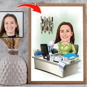 Accountant Girl Caricature Drawing From Photo, Funny Digital Caricature ...