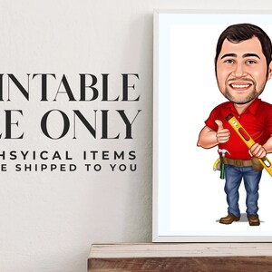 Woodworker Caricature Drawing From Photo, Funny Woodworker Gift for Men ...