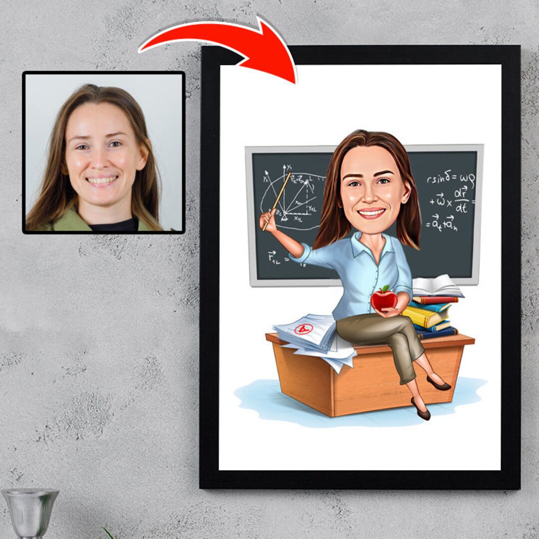 Physics Teacher Cartoon Portrait, Physics Teacher Caricature, Gift for ...