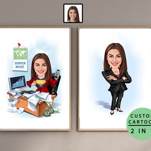 Personalized Woman Boss Drawing / Woman Boss Cartoon Drawing / Woman ...