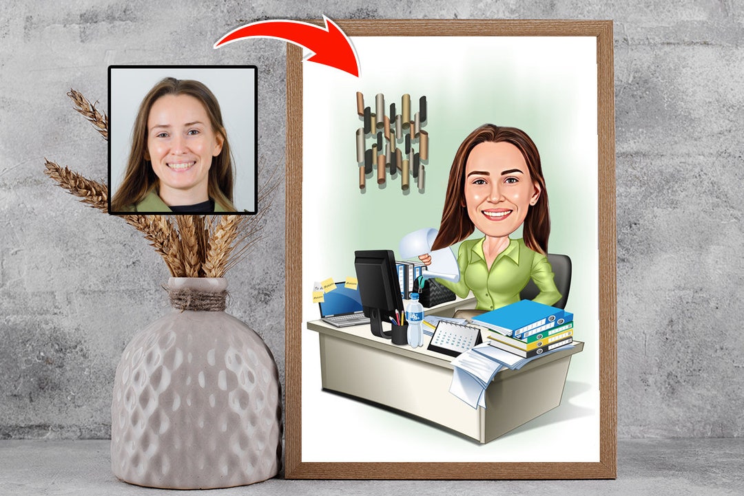 Custom Office Worker Cartoon Portrait, Office Worker Caricature, Gift ...