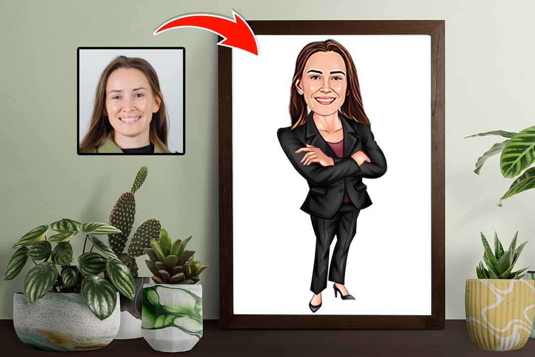 Custom Director Cartoon Portrait, Director Caricature, Gift for Female ...