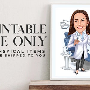 Female Dentist Gift for Women, Dentist Caricature From Photo, Funny ...