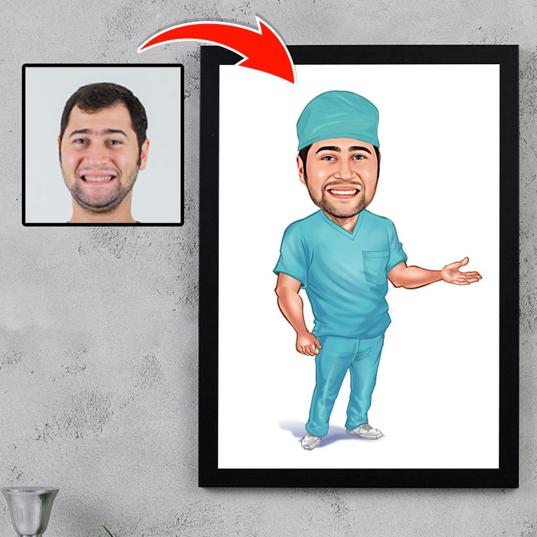 Personalized Surgeon Cartoon Portrait, Custom Surgeon Caricature ...
