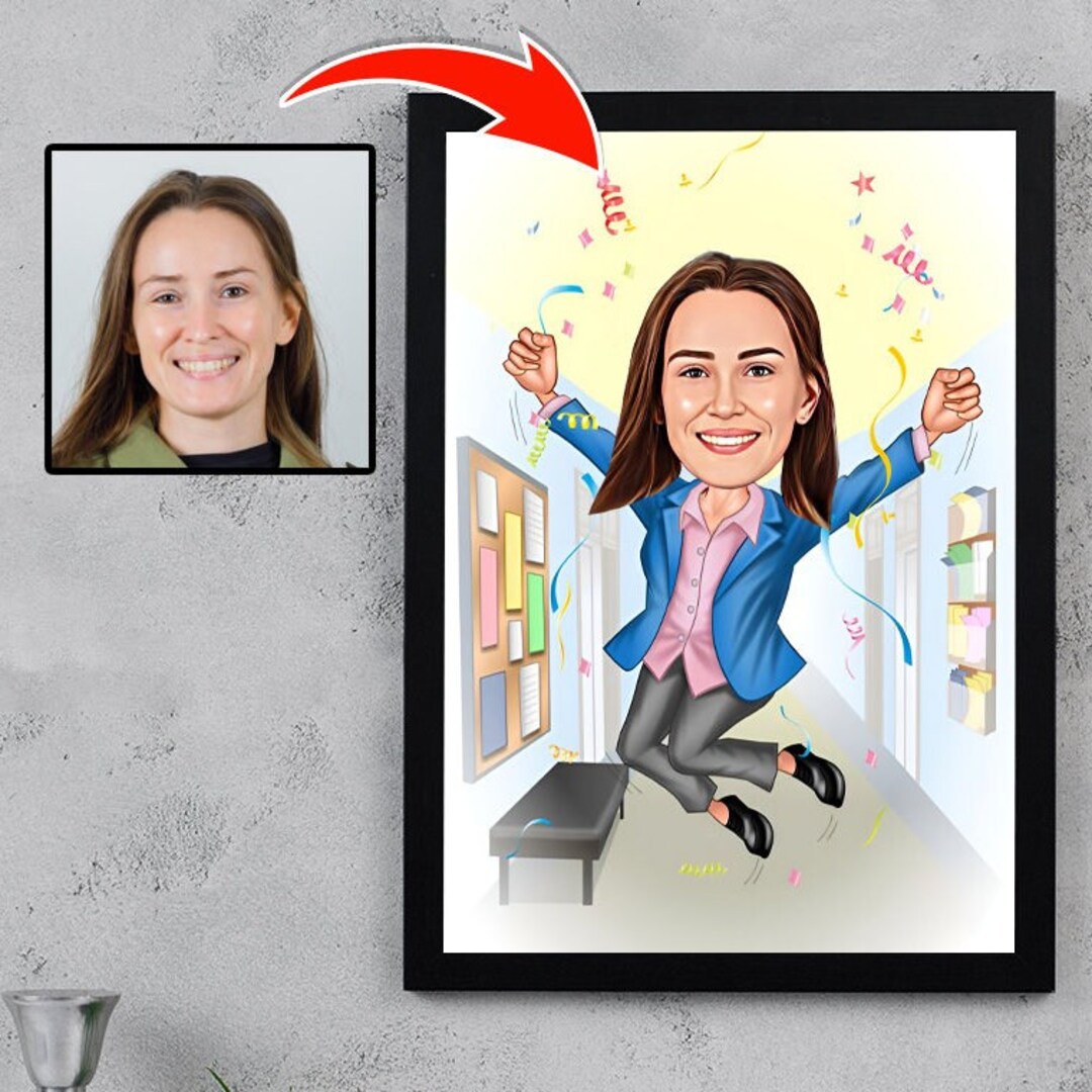 Classroom Teacher Cartoon Portrait, Gift for Female Classroom Teacher ...
