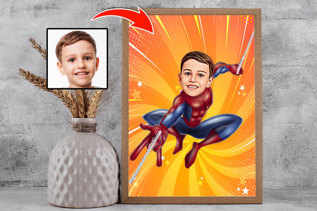 Superhero Caricature Drawing for Kids, Superhero Cartoon From Photo ...