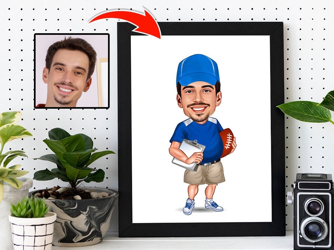Custom Rugby Coach Cartoon Portrait Drawing From Photo T For Rugby Coach Rugby Coach