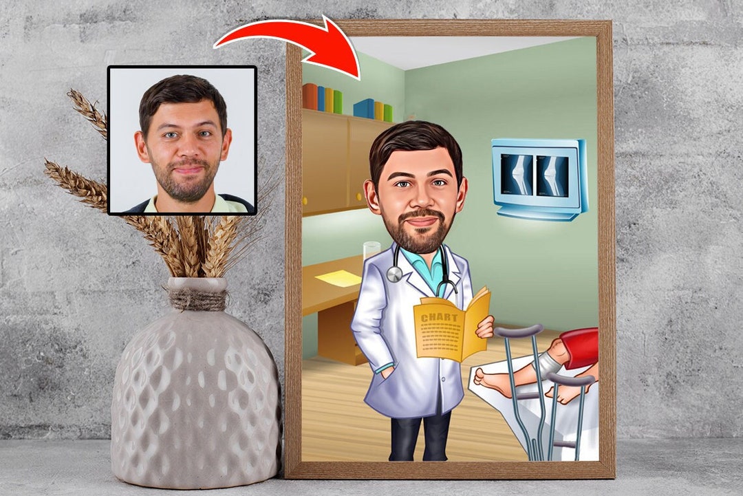 Custom Orthopedic Surgeon Cartoon Portrait, Orthopedic Surgeon Portrait ...