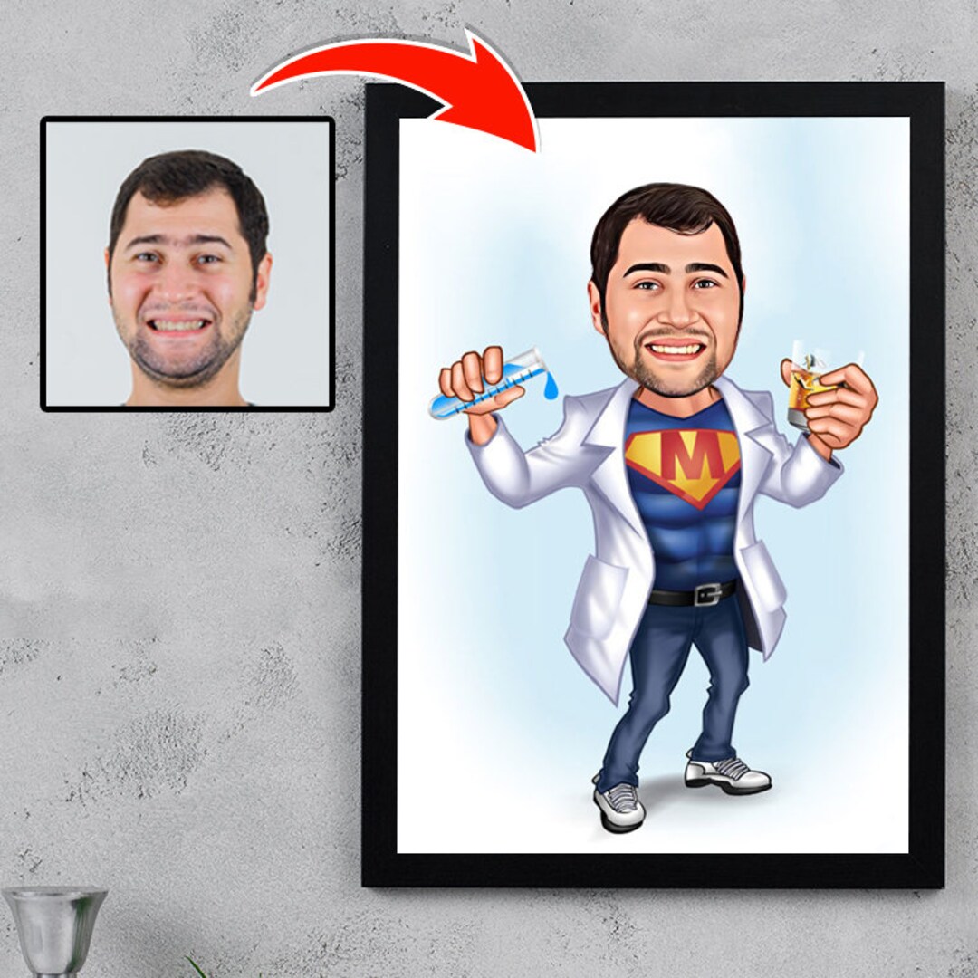 Super Pharmacist Cartoon Portrait, Custom Pharmacist Caricature Drawing ...