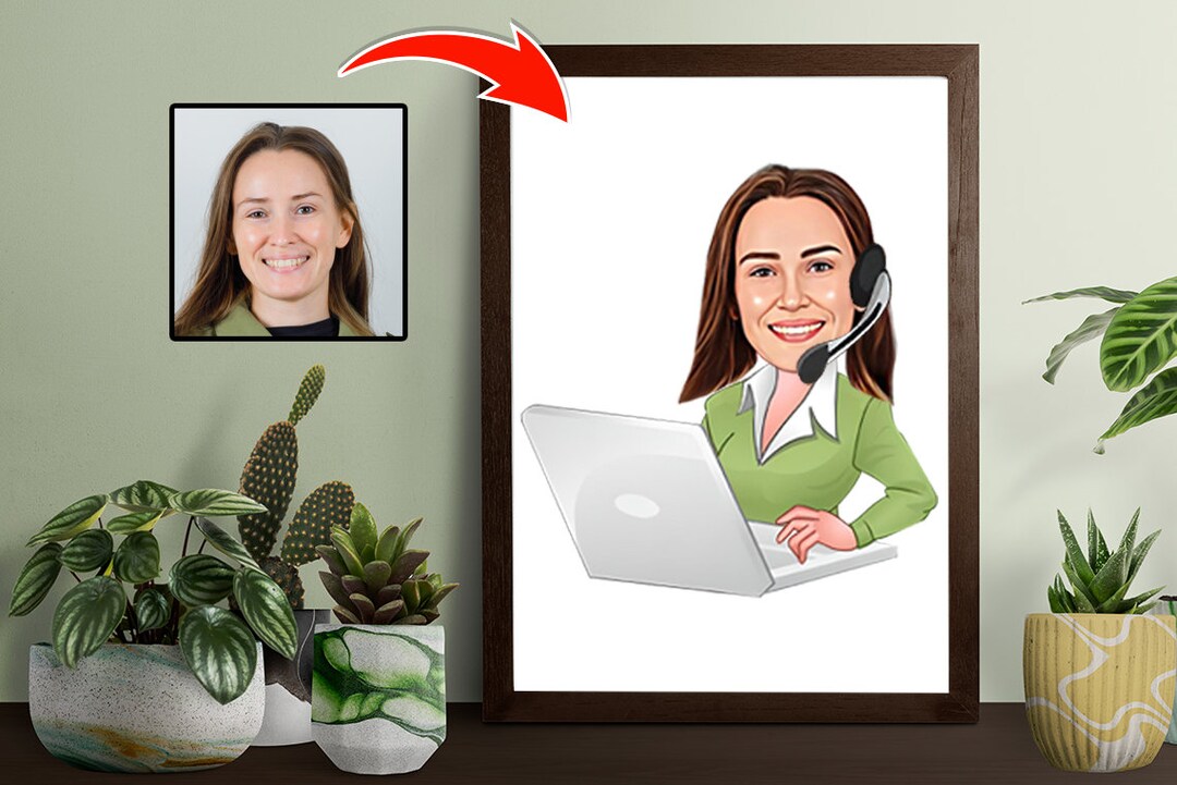 Custom Telemarketer Cartoon Portrait Telemarketer Caricature - Etsy