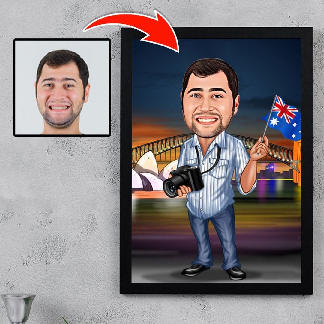 Custom Tour Guide Cartoon Portrait, Tour Guide Caricature, Gift for ...