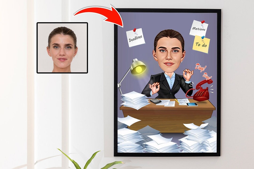 Accountant Girl Caricature Drawing From Photo, Funny Digital Caricature ...
