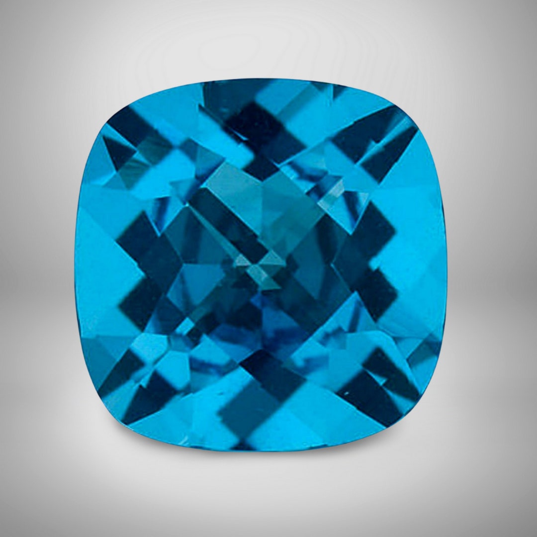 Blue Topaz Cushion Cut Faceted Gemstone Calibrated Flawless Loose ...
