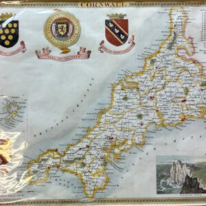 Map of Cornwall Antique Framed - Etsy