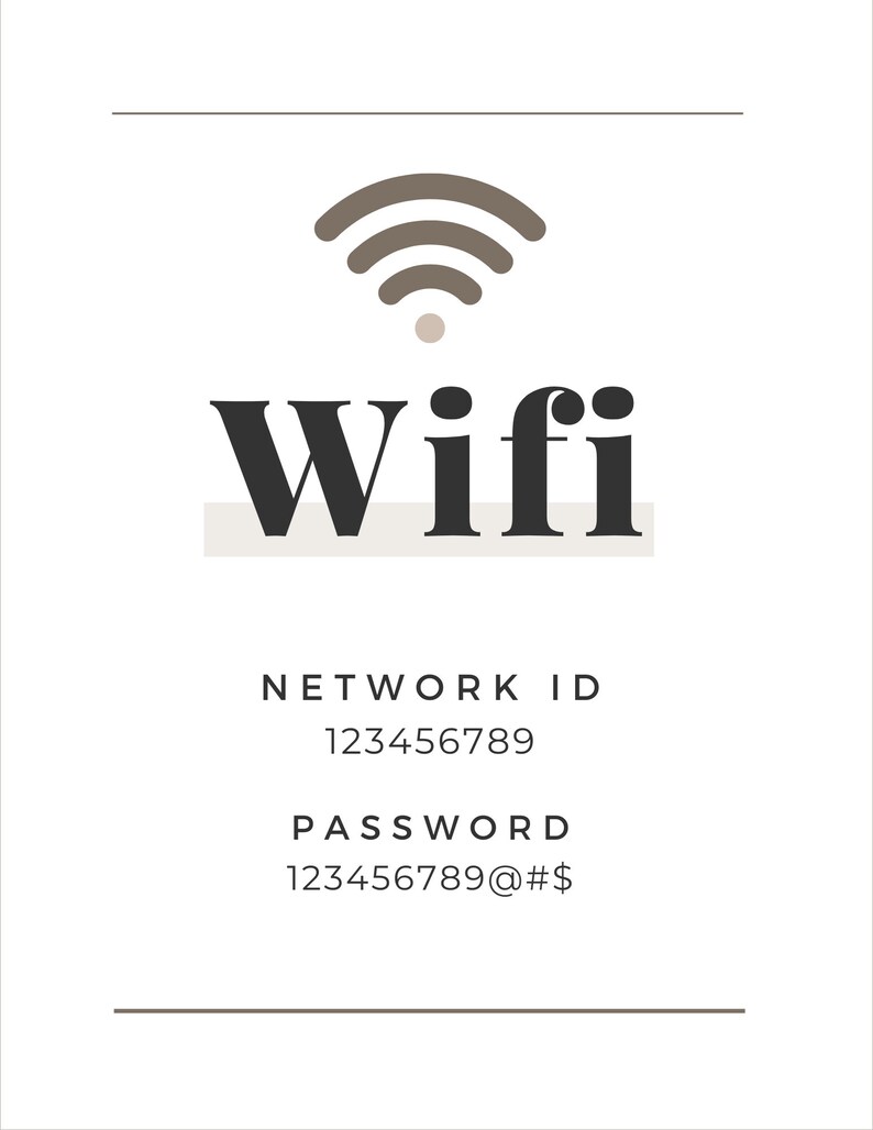 Wifi Sign Template, Printable Wifi Sign, Wifi Code, Airbnb Wifi Sign ...