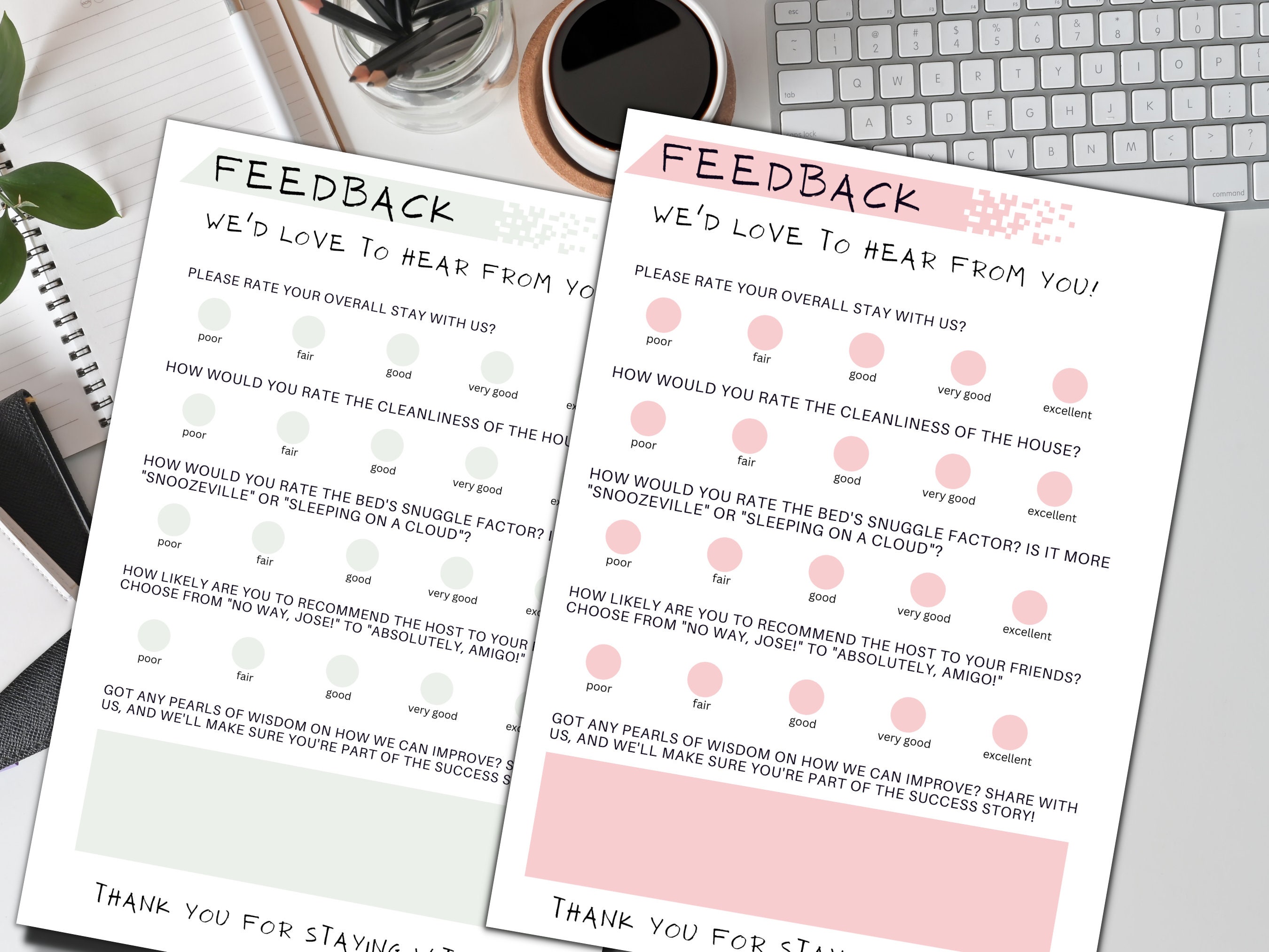 Airbnb Feedback Card,editable Guest Feedback Comment Card Template ...