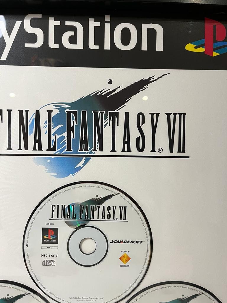 Final Fantasy 7 Playstation PS1 Original Disc A3 Framed Artwork Custom ...