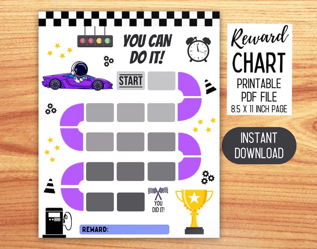 Printable Racing Car Reward Chart Sticker Chart Toddler - Etsy España