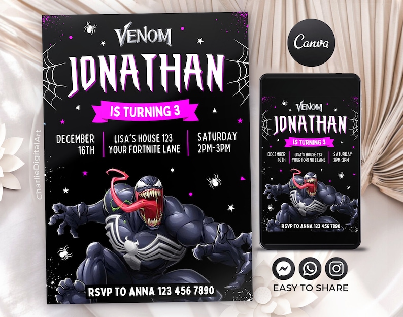 Editable Venom Birthday Invitation Template Printable - Etsy.de