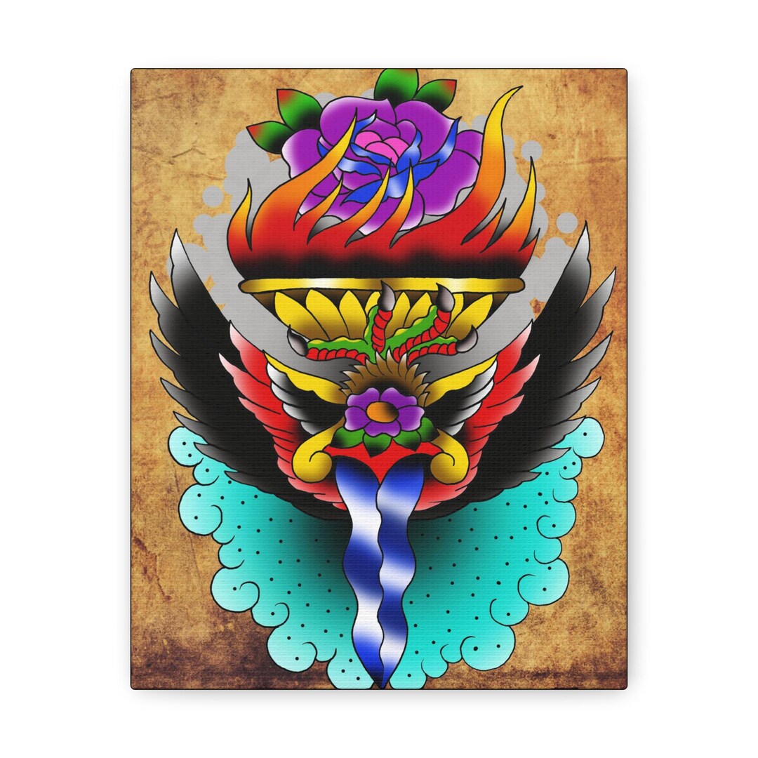 Vintage Style Winged Dagger, Canvas Gallery Wraps, Vintage Style Wing ...