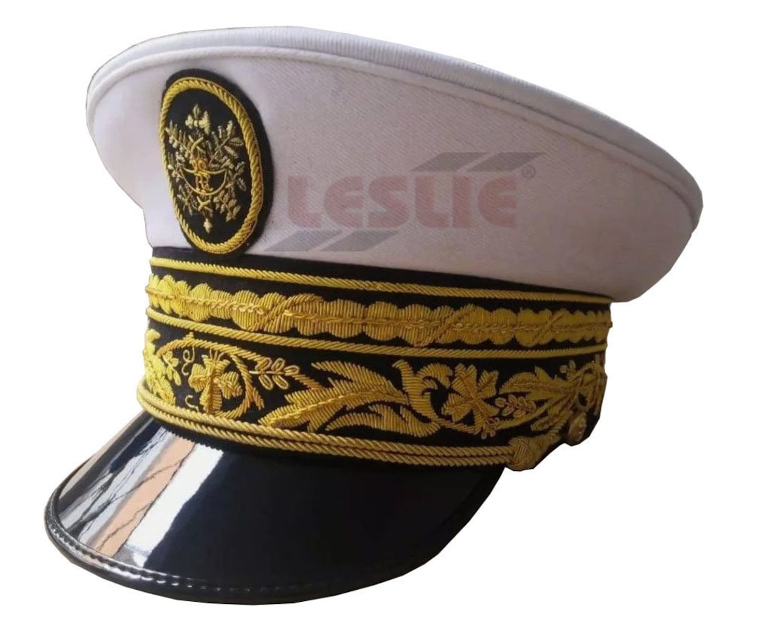 BRAND NEW French Navy Peak Cap Visor Hat National Director Bullion Hand ...