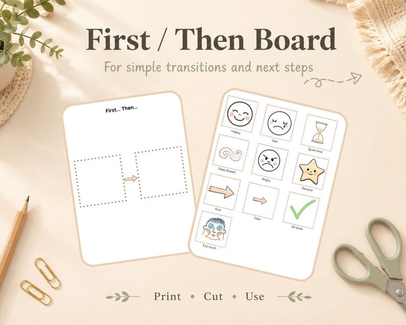 First Then Board Printable, Visual Schedule, Autism Routine Cards ...
