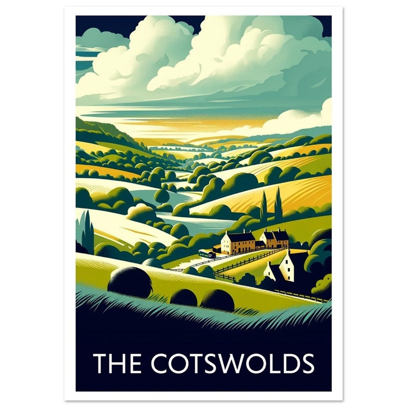 Vintage Cotswolds Travel Poster Classic British City Wall - Etsy Vintage Cotswolds Travel Poster Classic British City Wall - Etsy
