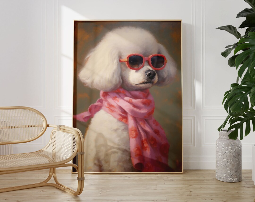 Sassy Poodle in Shades | Whimsical Wall Art for a Playful Home, Living ...