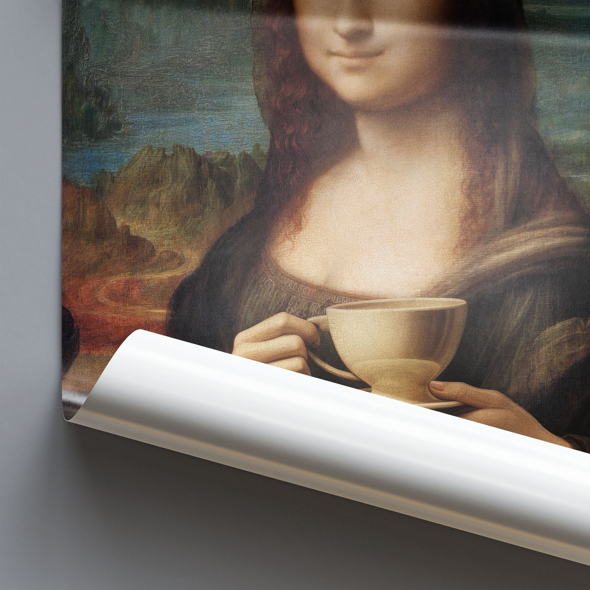 Mona Lisa Drinking Coffee | Coffee Wall Art, Leonardo Da Vinci, Tea ...