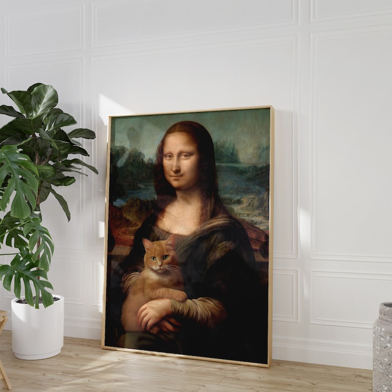 Mona Lisa Orange Cat Poster | Ginger Cat Wall Art, Cat Mom Gift, Da ...