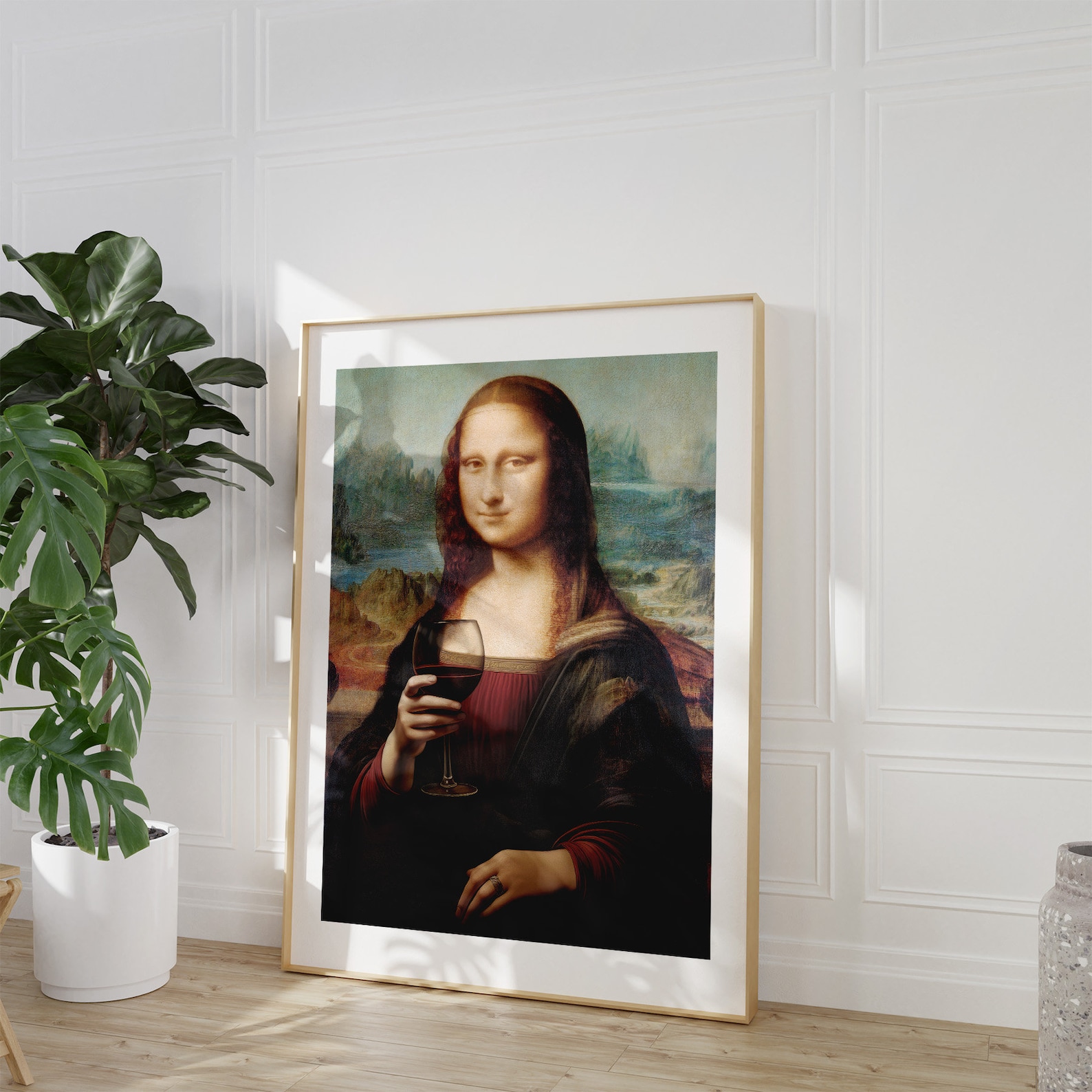 Mona Lisa Drinking Wine | Wine Wall Art, Mona Lisa Art, Drinking Poster ...